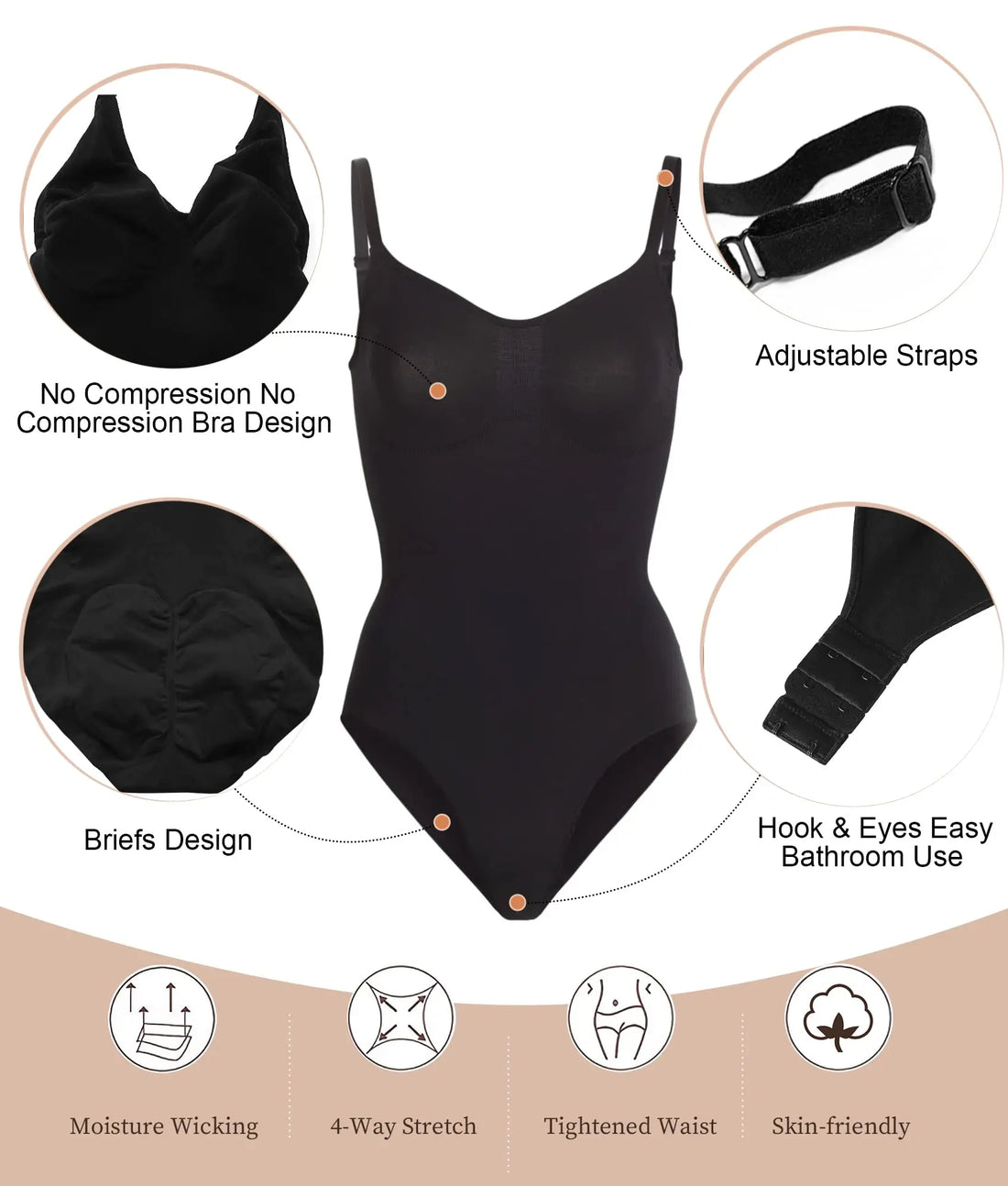 SHAPERX Bodysuit for Women Tummy Control Shapewear Briefs Body Shaper ...