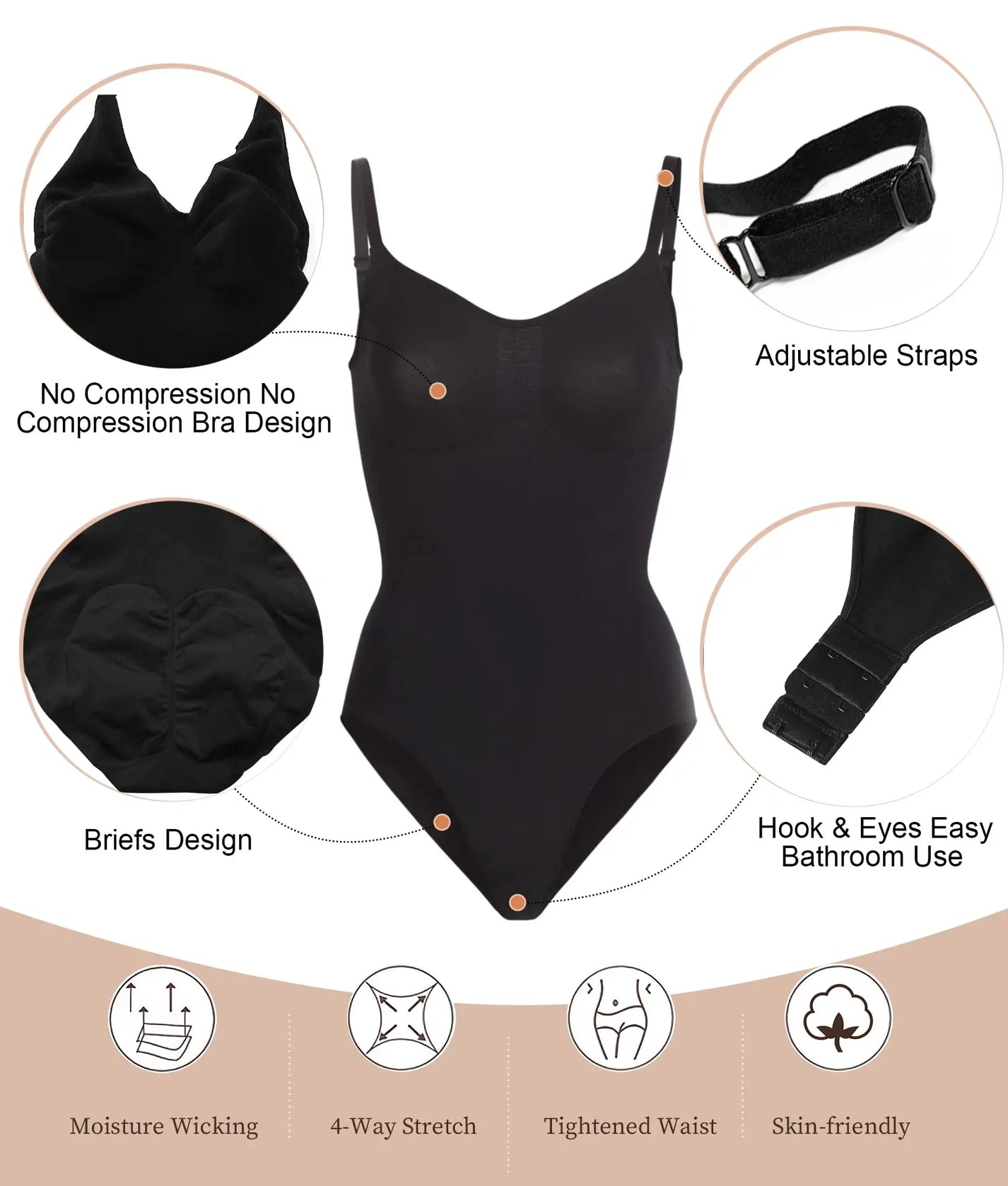 SHAPERX Bodysuit for Women Tummy Control Shapewear Briefs Body Shaper ...